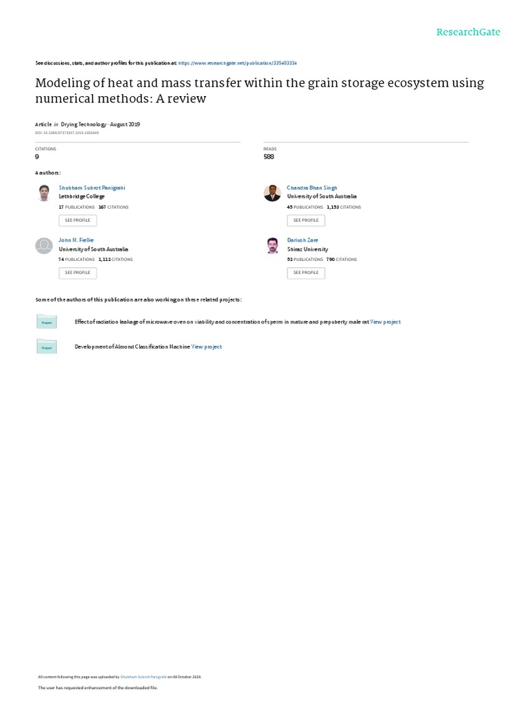 Modeling of Heat and Mass Transfer Within The Grain Storage Ecosystem ...