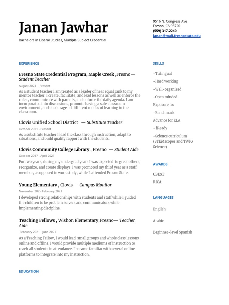 Resume 2022 | PDF | Teachers | Pedagogy