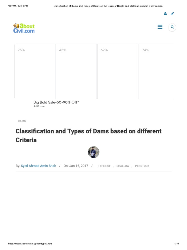 Classification of Dams and Types of Dams On The Basis of Height and ...