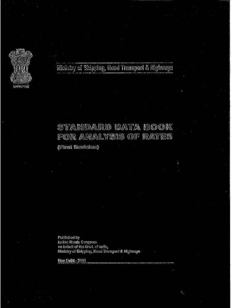Standard Data Book For Analysis of Rate - First Revision | PDF