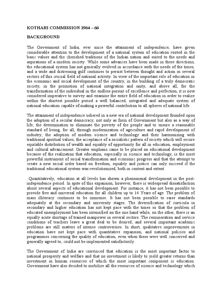 Kothari Commission | PDF | Teachers | Curriculum