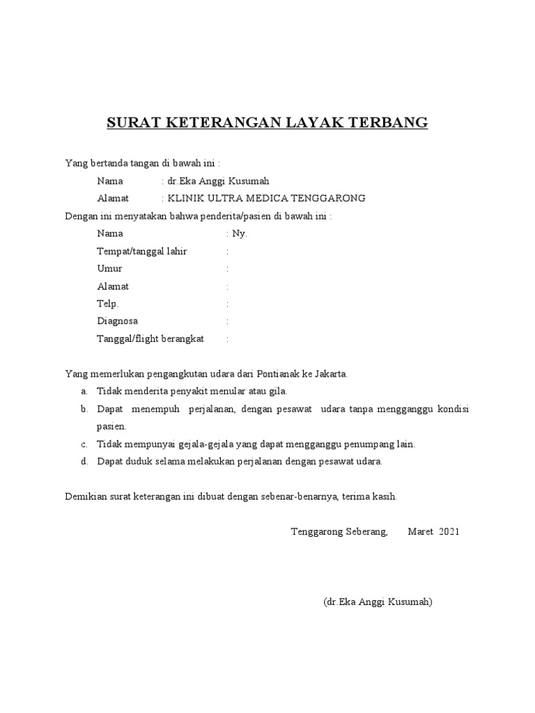 Surat Keterangan Layak Terbang | PDF