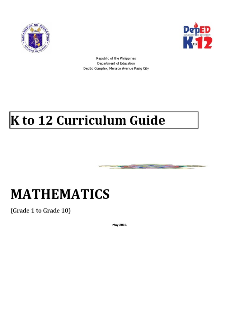 K To 12 Curriculum Guide MATHEMATICS | PDF | Equations | Geometry