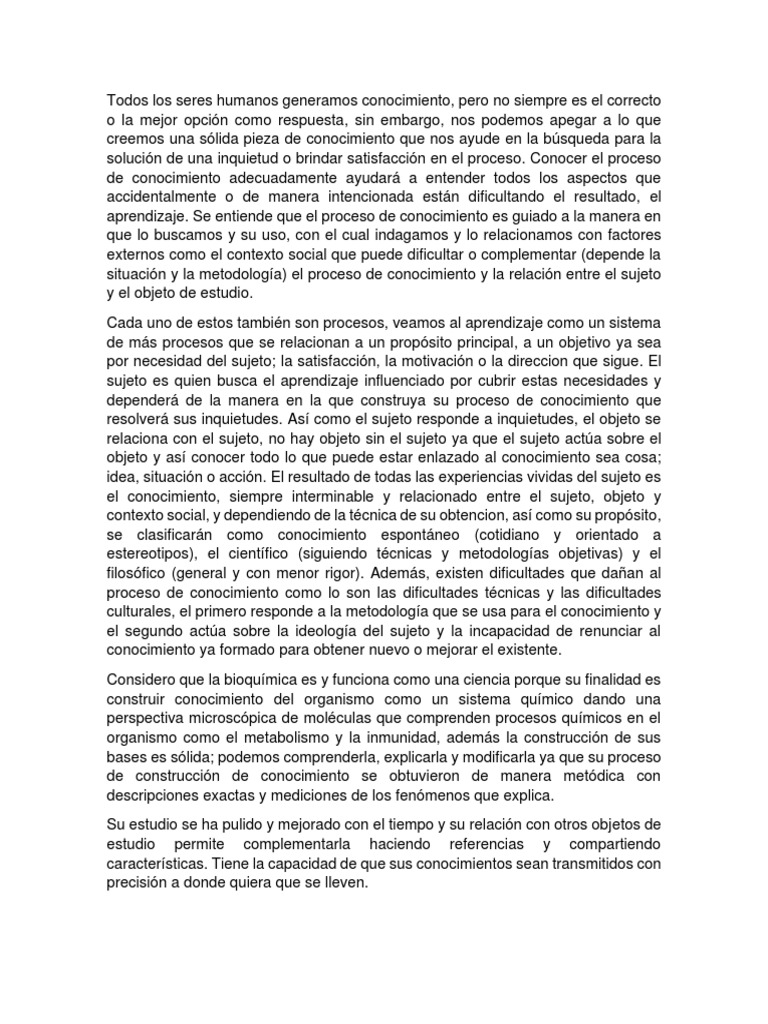 Proceso de Conocimiento | PDF | Conocimiento | Aprendizaje