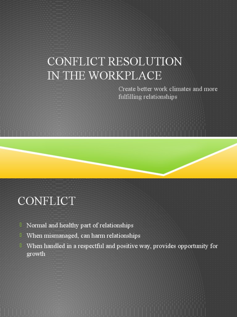 Conflict Resolution Workshop Presentation - CCC | PDF | Conflict ...