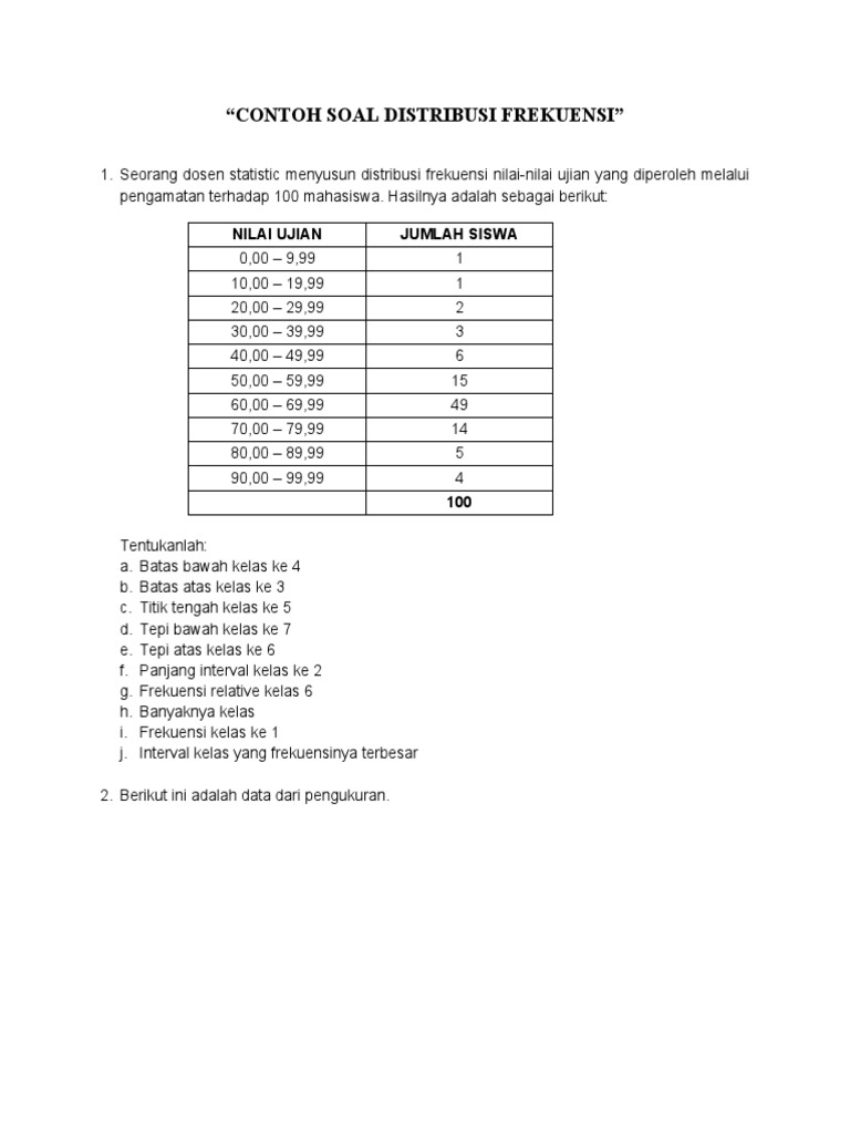 Contoh Soal Distribusi Frekuensi | PDF