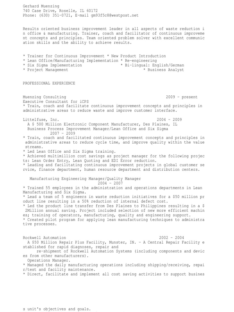 Business Process Improvement Manager | PDF | Lean Manufacturing | Six Sigma