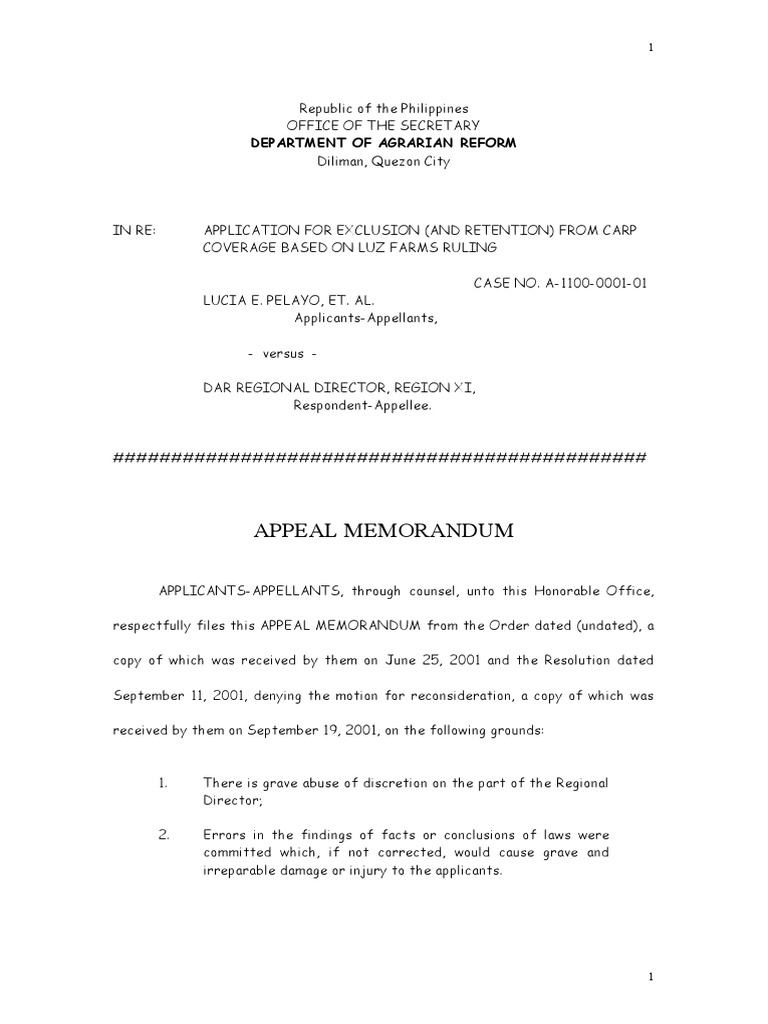 Appeal Memo Pelayo Darab | PDF