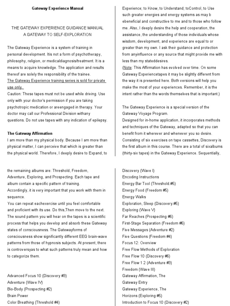 Introduction To Monroe Institute Complete Hemi Sync Gateway Experience Manual | PDF | Perception ...