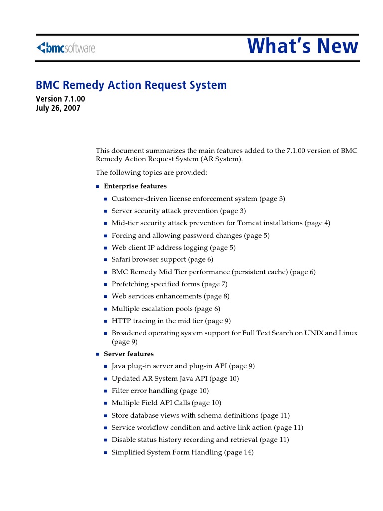 BMC Remedy Action Request System 2018 04 18 Enterprise Features BMC ...