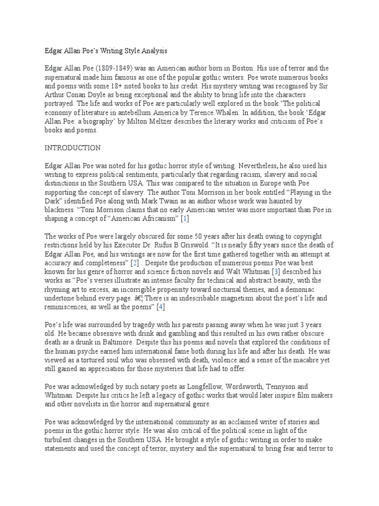 Edgar Allan Poe's Writing Style Analysis | PDF | The Raven