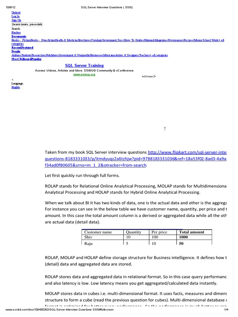 SQL Server Interview Questions (SSIS) | PDF | Information Technology ...