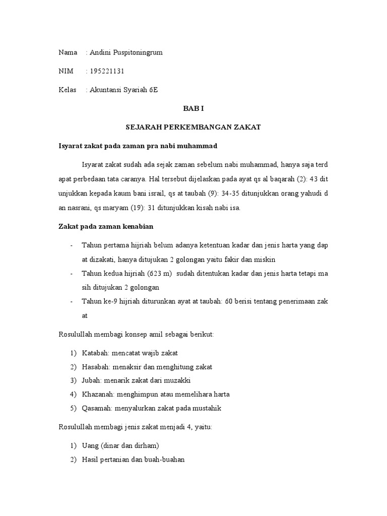 Andini P - 195221131 - AKS 6E - Resume Ak Zakat | PDF