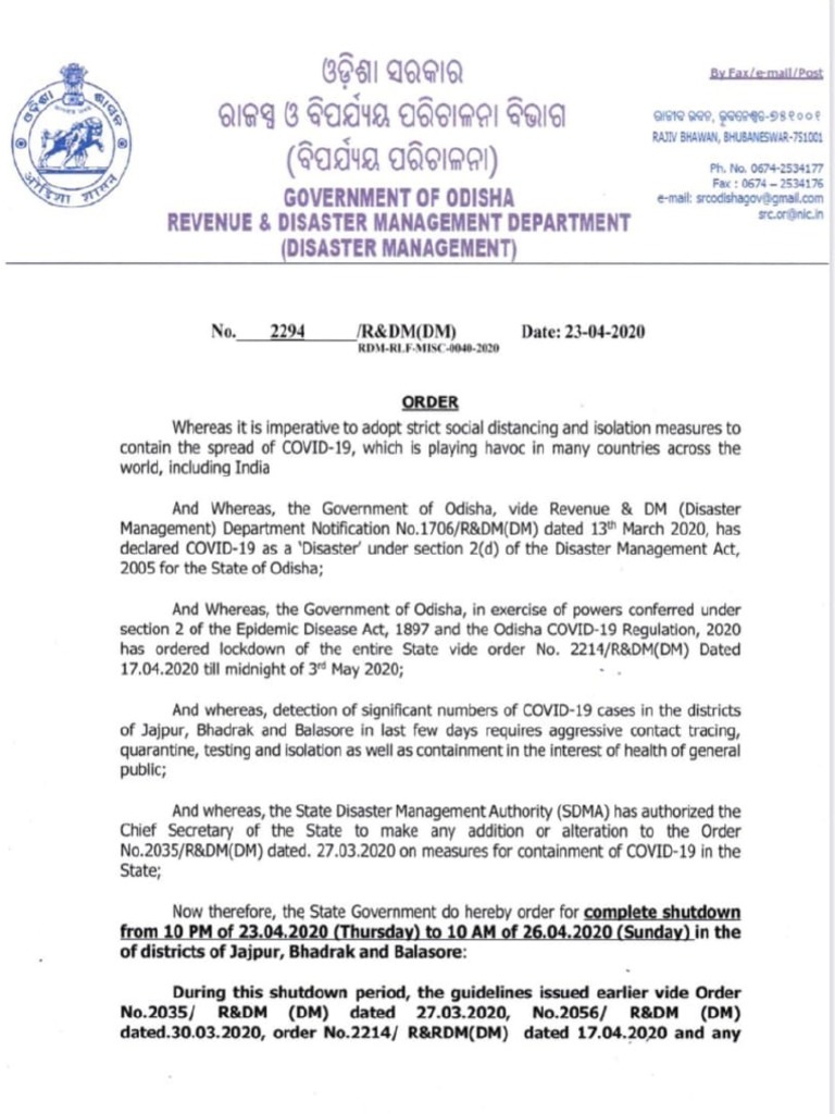 Government of Odisha Circular 23-04-2020 | PDF