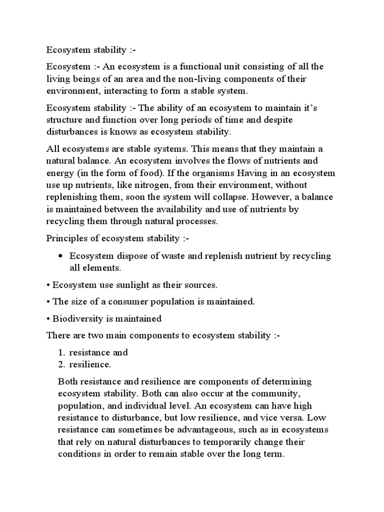 Ecosystem Stability | PDF | Ecosystem | Ecological Resilience