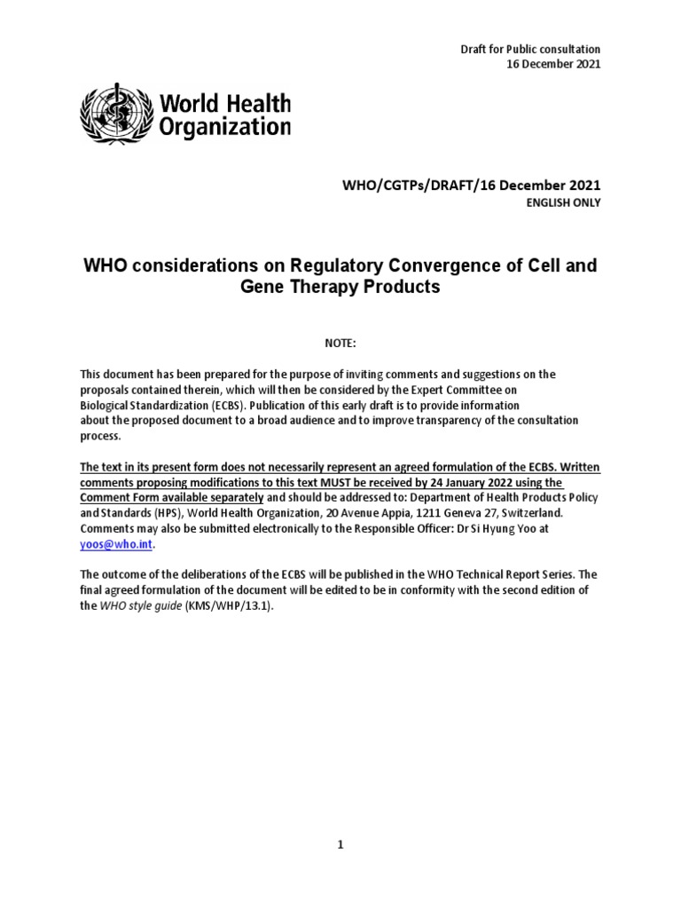 Who-Public-Consultation Cgtp-White-Paper 16 Dec 2021 | PDF | Gene ...