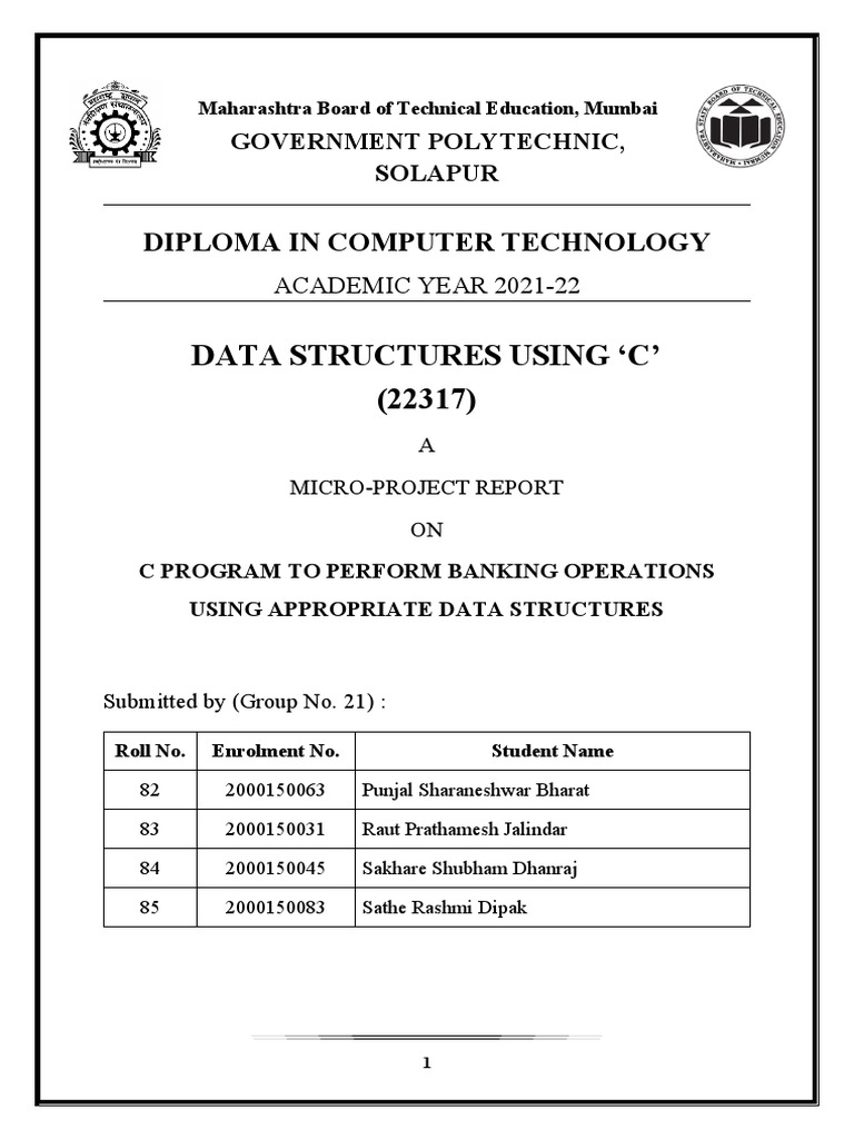 DSU Micro-Project Group No. 21 | PDF | C (Programming Language) | Array ...