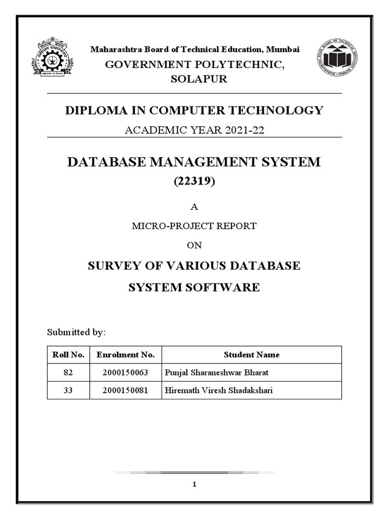 DMS Micro-Project Report | PDF | Databases | Sql DMS Micro-Project Report | PDF | Databases | Sql