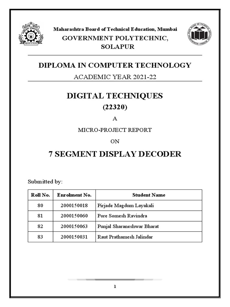 Design and Implementation of a BCD to 7-Segment Display Decoder Micro ...