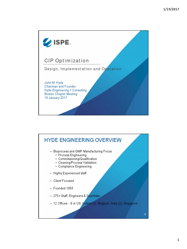CIP Optimization: Hyde Engineering Overview | PDF | Ph | Design