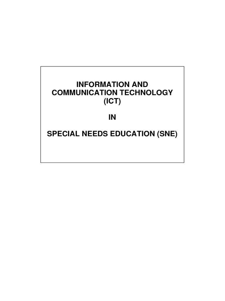 Information and Communication Technology Ict in Special Needs Education ...