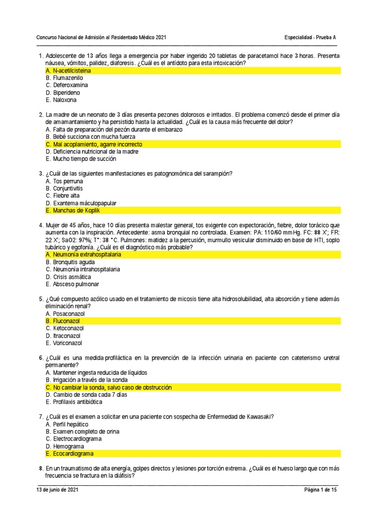 RM Examen 2021 | PDF | El embarazo | Tos