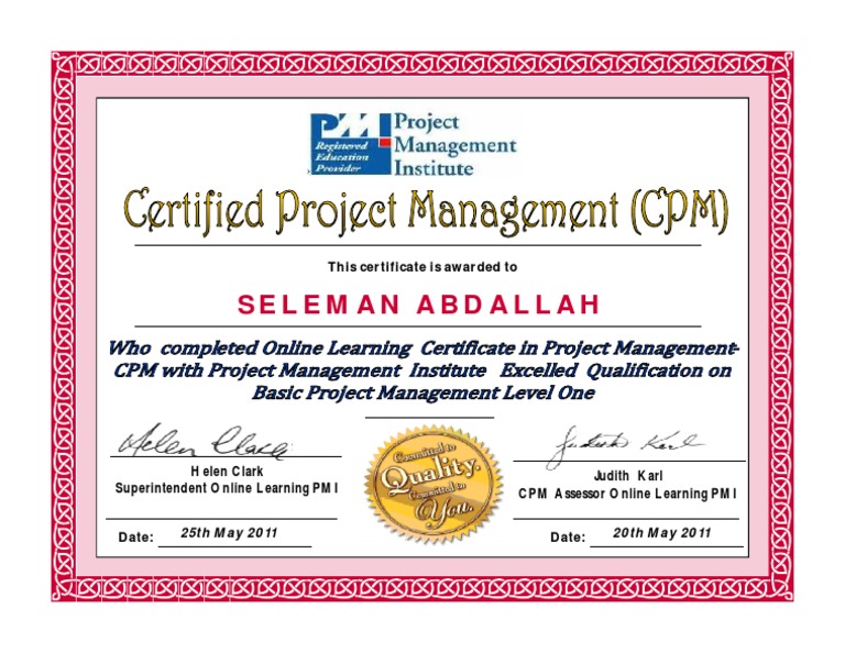 MY Pmi Certificate | PDF