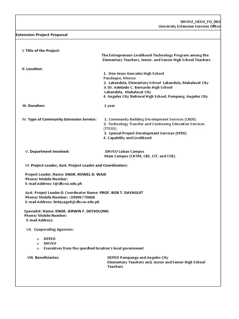 Extension Project Proposal: Pandaque, Mexico | PDF | Curriculum