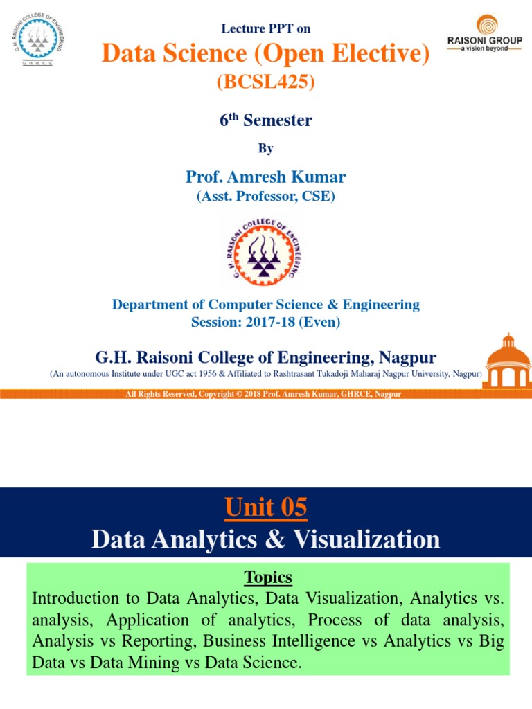 UNIT 05 - Data Science - Final | PDF | Data Analysis | Analytics