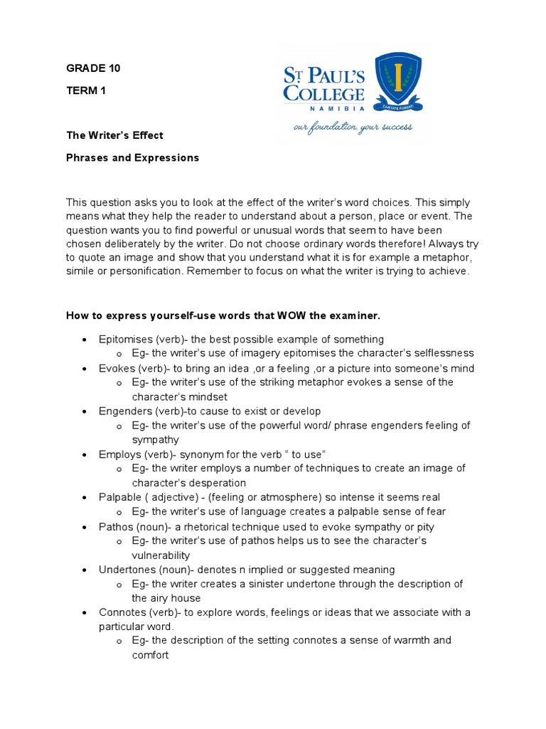Understanding Writer's Effect in IGCSE | PDF | Verb | Metaphor