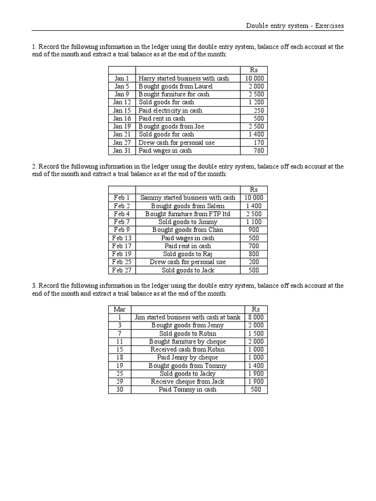 Double Entry Exercises Set D | PDF | Accounting | Financial Services