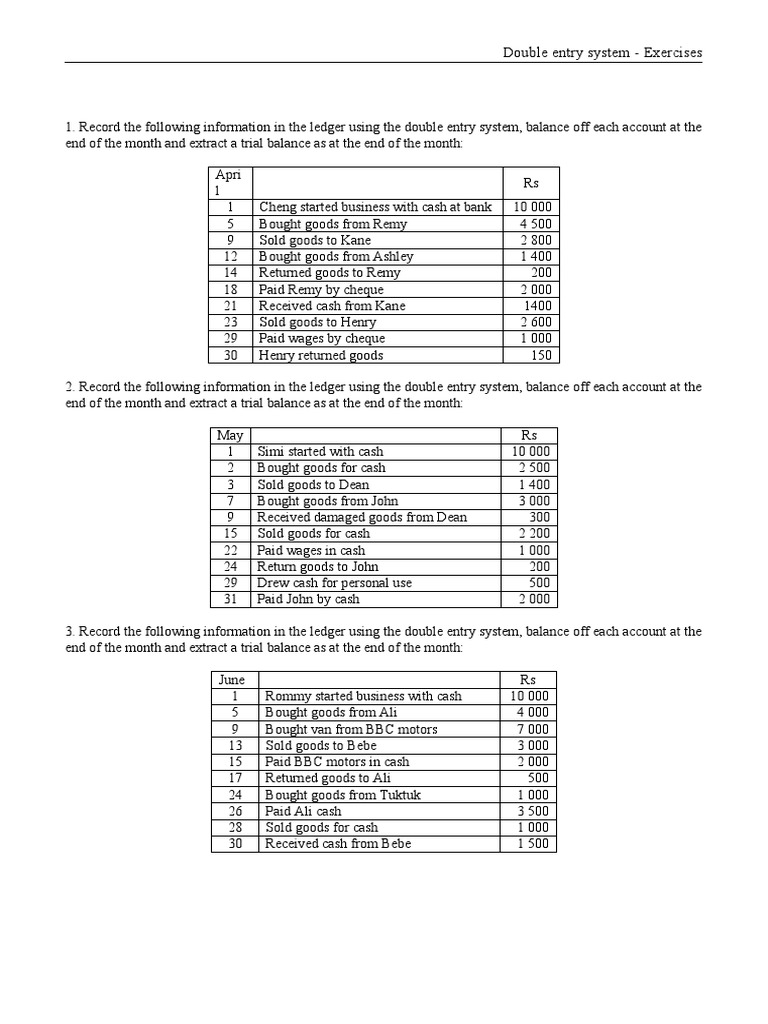 Double Entry Exercises Set E | PDF | Accounting | Financial Services