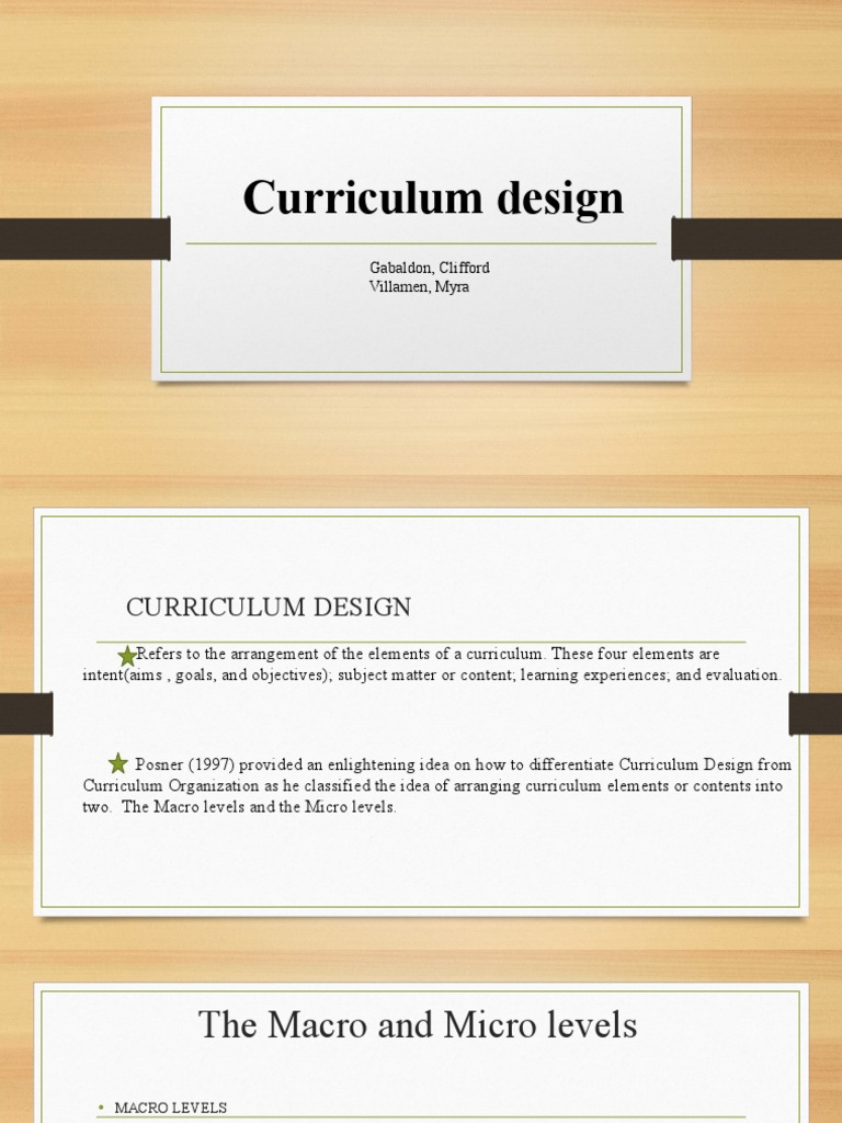 Curriculum Design: Gabaldon, Clifford Villamen, Myra | PDF | Curriculum | Learning