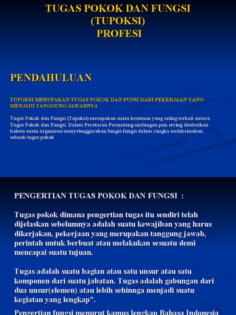 Pengertian dan Contoh Tupoksi Pekerjaan | PDF
