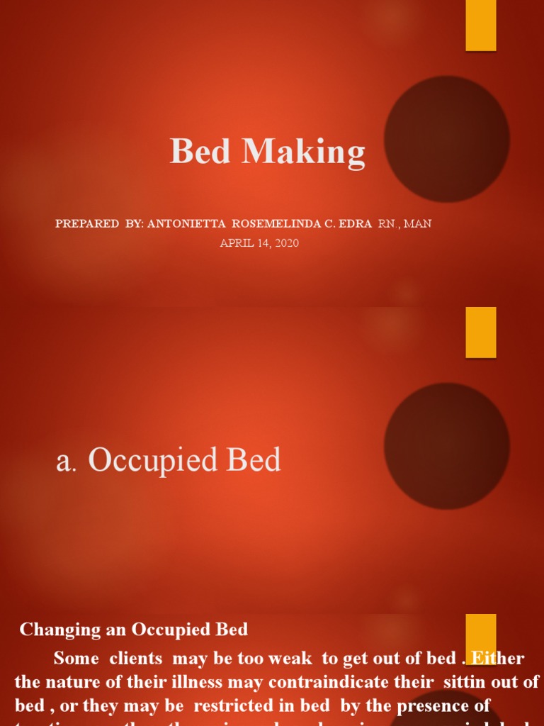 Guidelines for Changing an Occupied Bed | PDF | Bed | Bedding