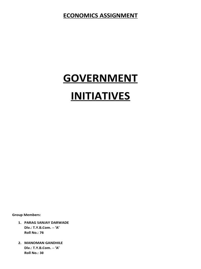 Government Initiatives - Economics | PDF | Economies | Government Of India
