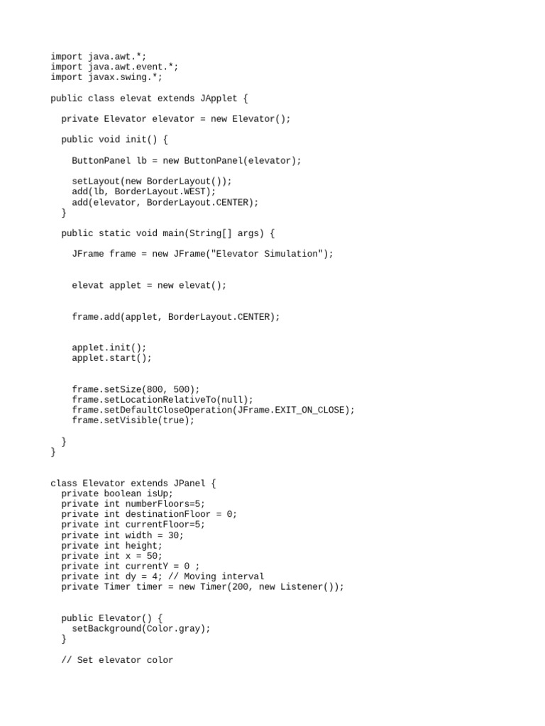 Simple Elevator Java Pdf Computer Programming Computer Science