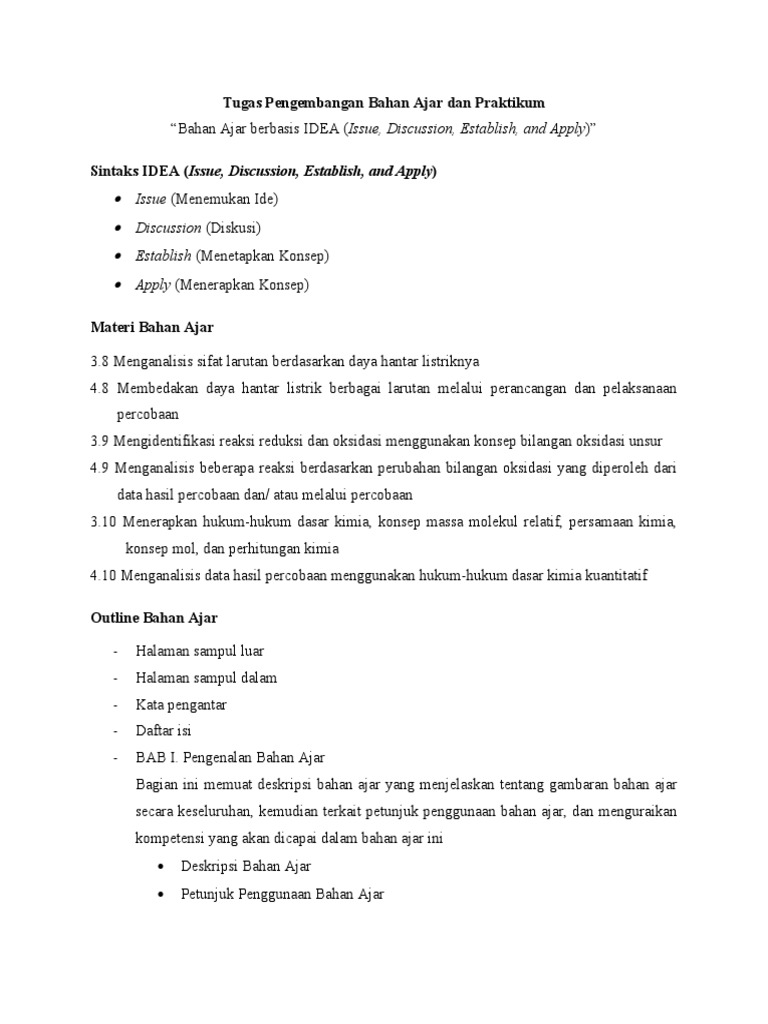 Rancangan Bahan Ajar Berbasis IDEA | PDF