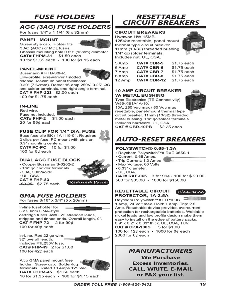 Resettable Circuit Breakers Fuse Holders | PDF | Fuse (Electrical ...