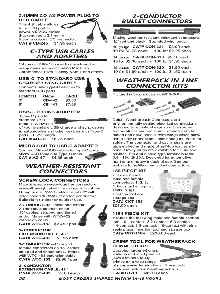 Weatherpack In-Line Connector Kits: 2-Conductor Bullet Connectors | PDF ...