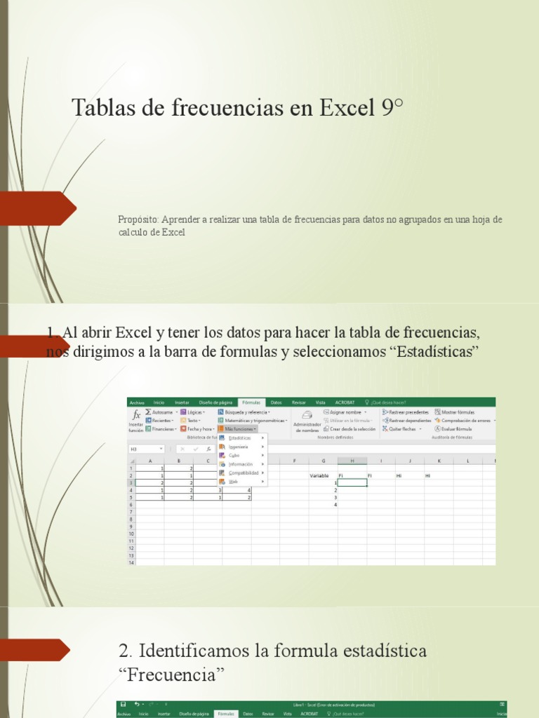 Tablas de Frecuencias en Excel 9 | PDF