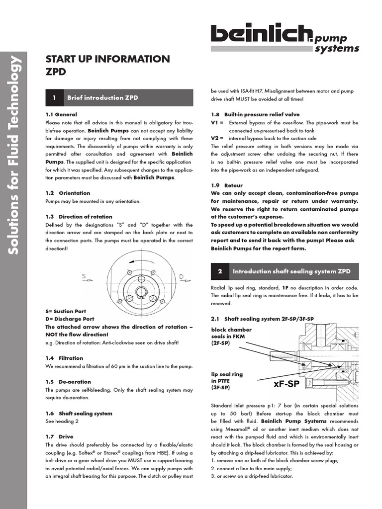 Inbetriebnahme ZPD Eng | PDF | Pump | Bearing (Mechanical)