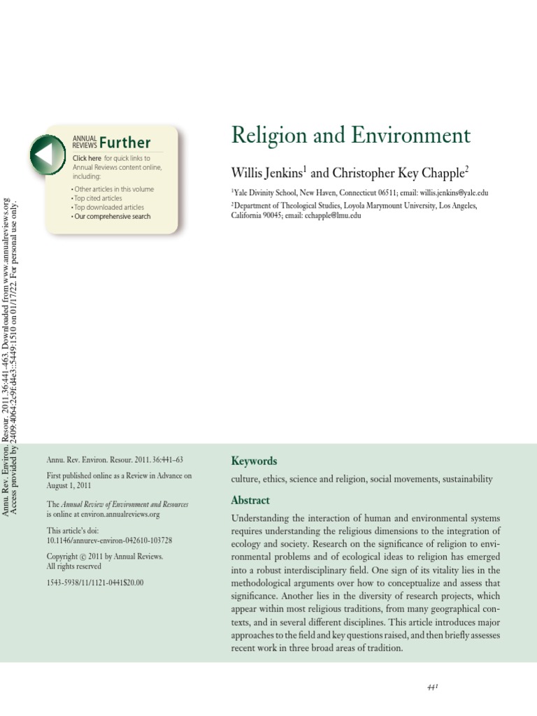 Religion and Environment: Further | PDF | Environmentalism | Ecology
