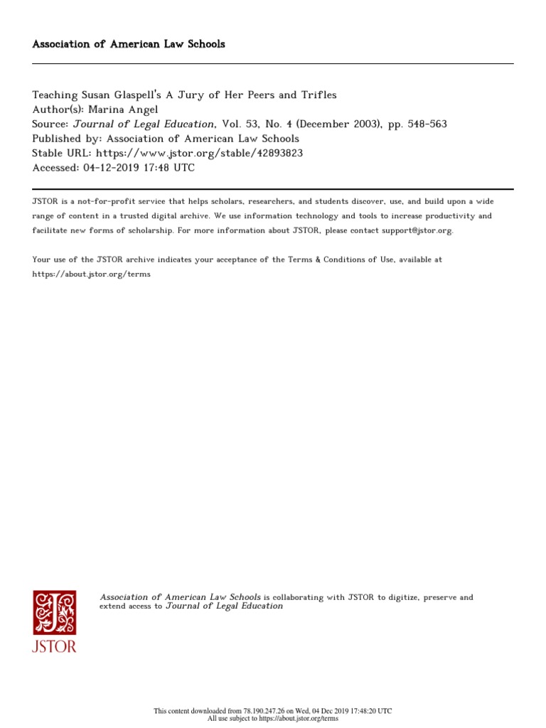 Teaching Glaspell's Jury of Her Peers | PDF | Public Law | Justice