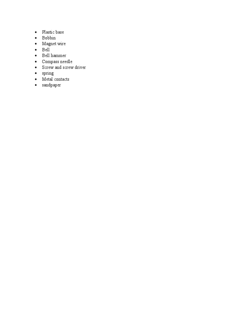 Electric Bell Components List | PDF
