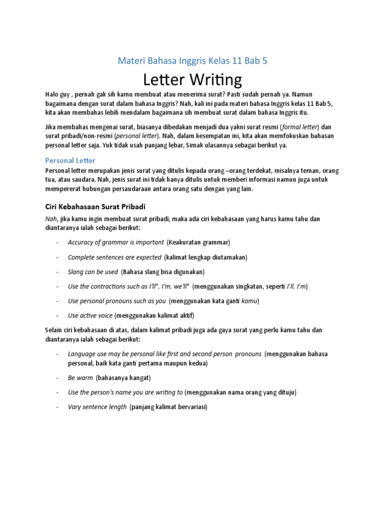 Bab 5 - Letter Writing | PDF | Seni & Disiplin Bahasa