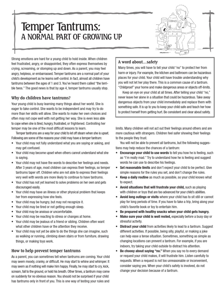 Temper Tantrums:: A Normal Part of Growing Up | PDF | Pediatrics | Childhood