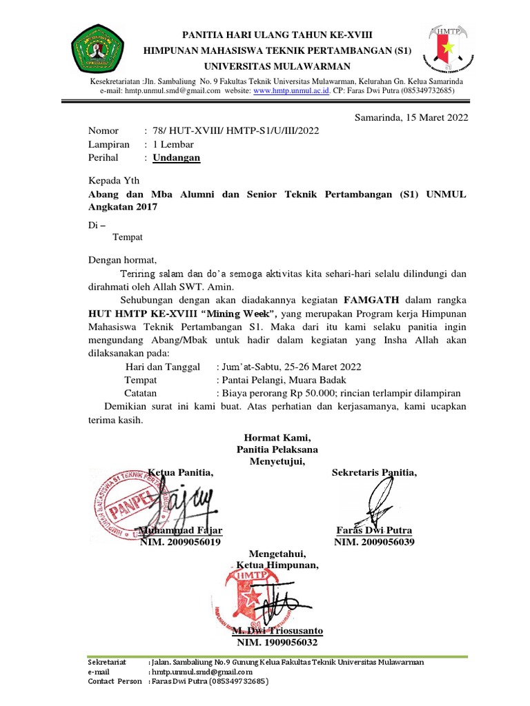 Undangan FAMGATH Alumni Dan Senior 2017 | PDF