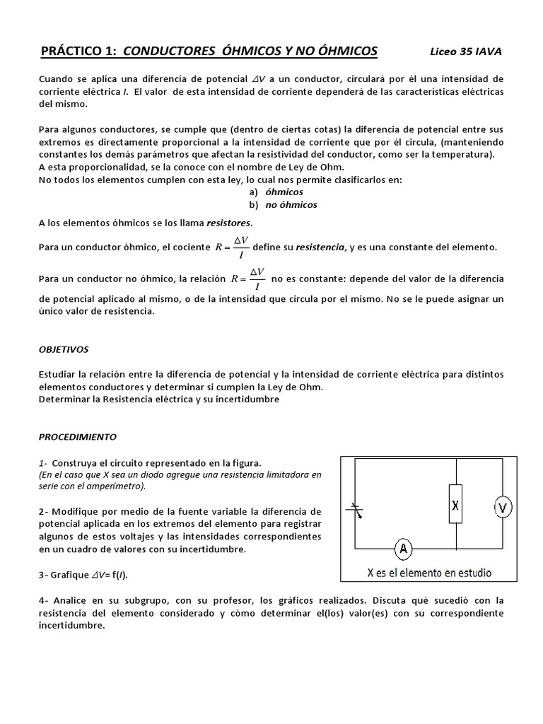 P1 Conductores Ohmicos y No Ohmicos | PDF