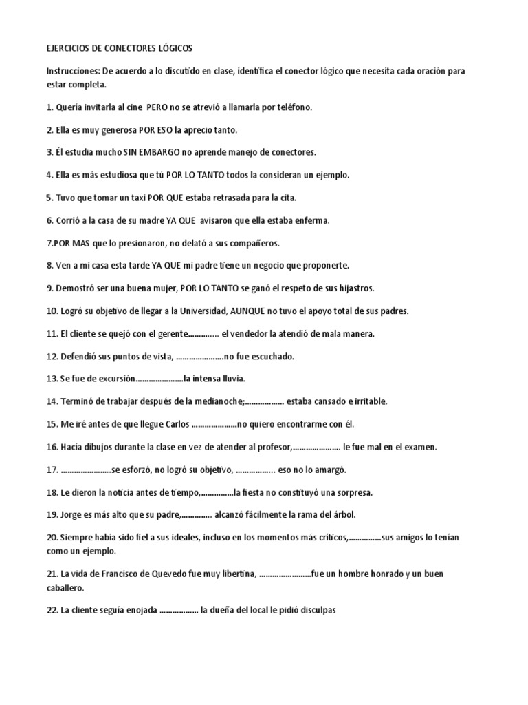 Ejercicios de Conectores Logicos | PDF